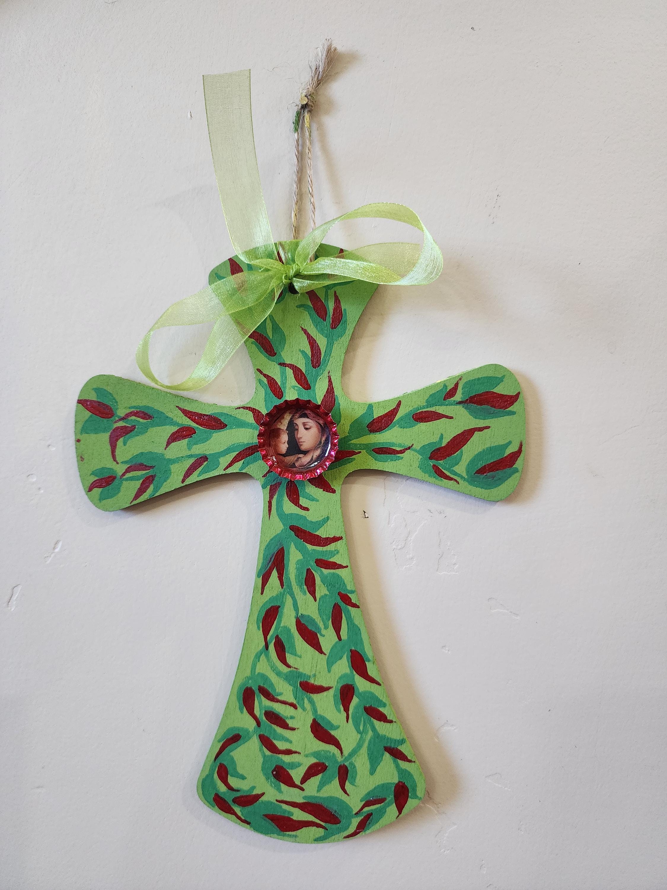 Guadalupe Chili Cross Catholic Wall Hanging Decor Crosses Shrine Made ...