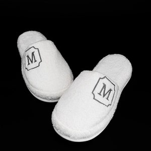 Embroidered Cotton Terry Slippers, Bedroom Slippers, Unisex Personalize ...