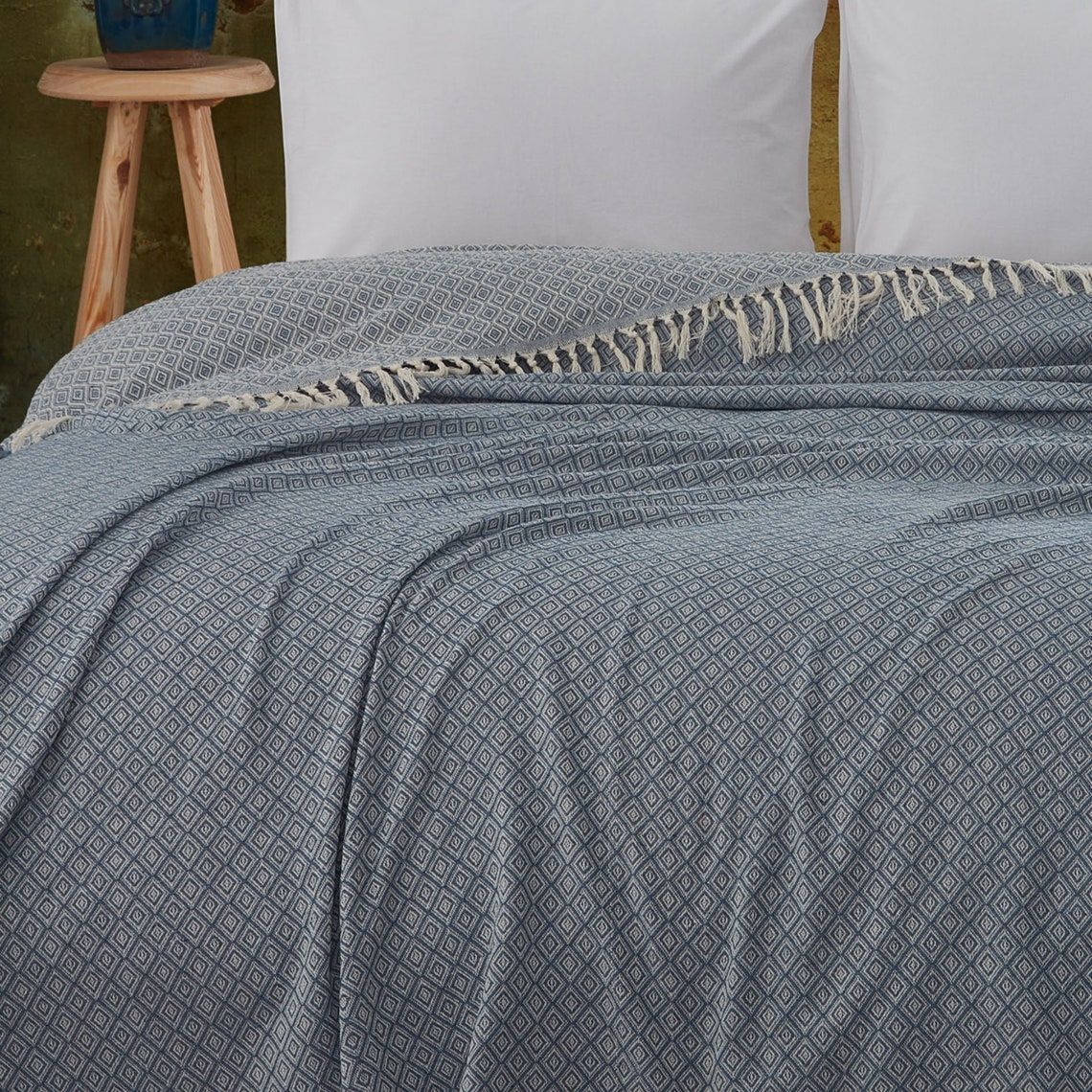 DIAMOND | Natural Cotton Woven Bedspread & Quilt, Woven Throw Blanket ...