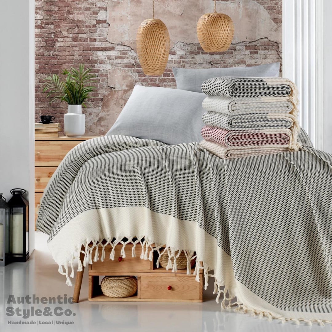 HARMONY | Natural Cotton Blanket & Throw King/queen Size, Cozy Blanket ...