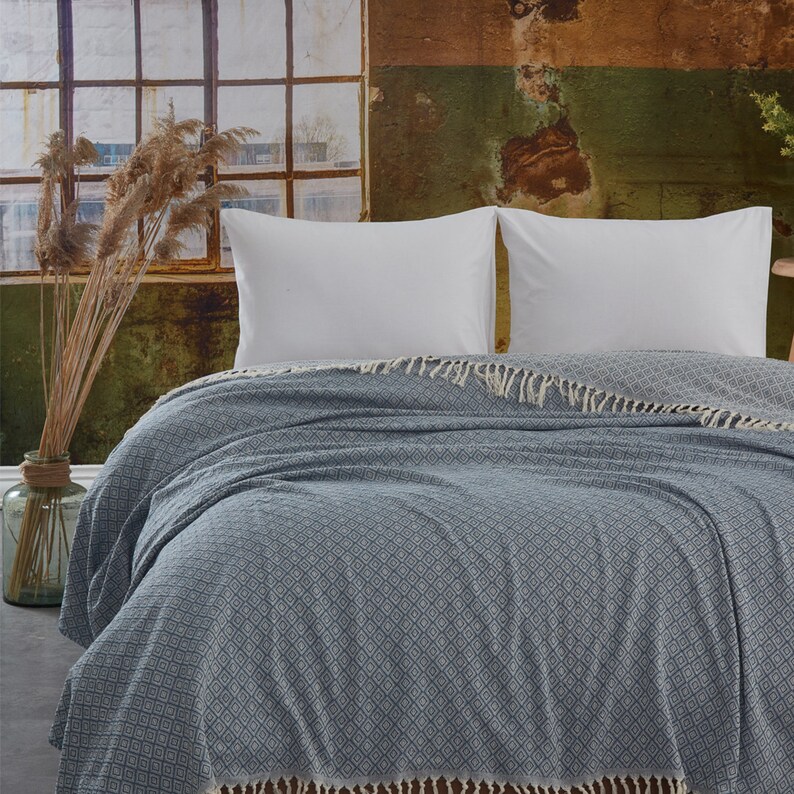 DIAMOND Natural Cotton Woven Bedspread & Quilt Woven Throw - Etsy