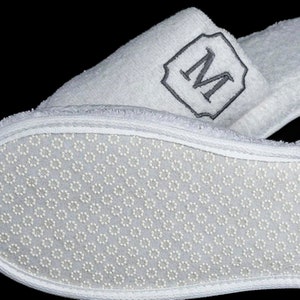Embroidered Cotton Terry Slippers, Bedroom Slippers, Unisex Personalize ...