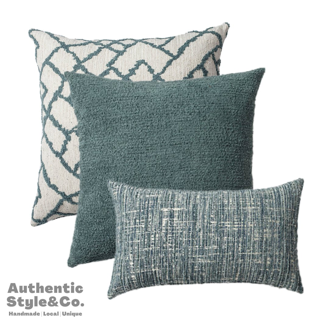 MAYA | Decorative Pillow Cover Set, Teal Blue Pillow Covers 20x20 ...