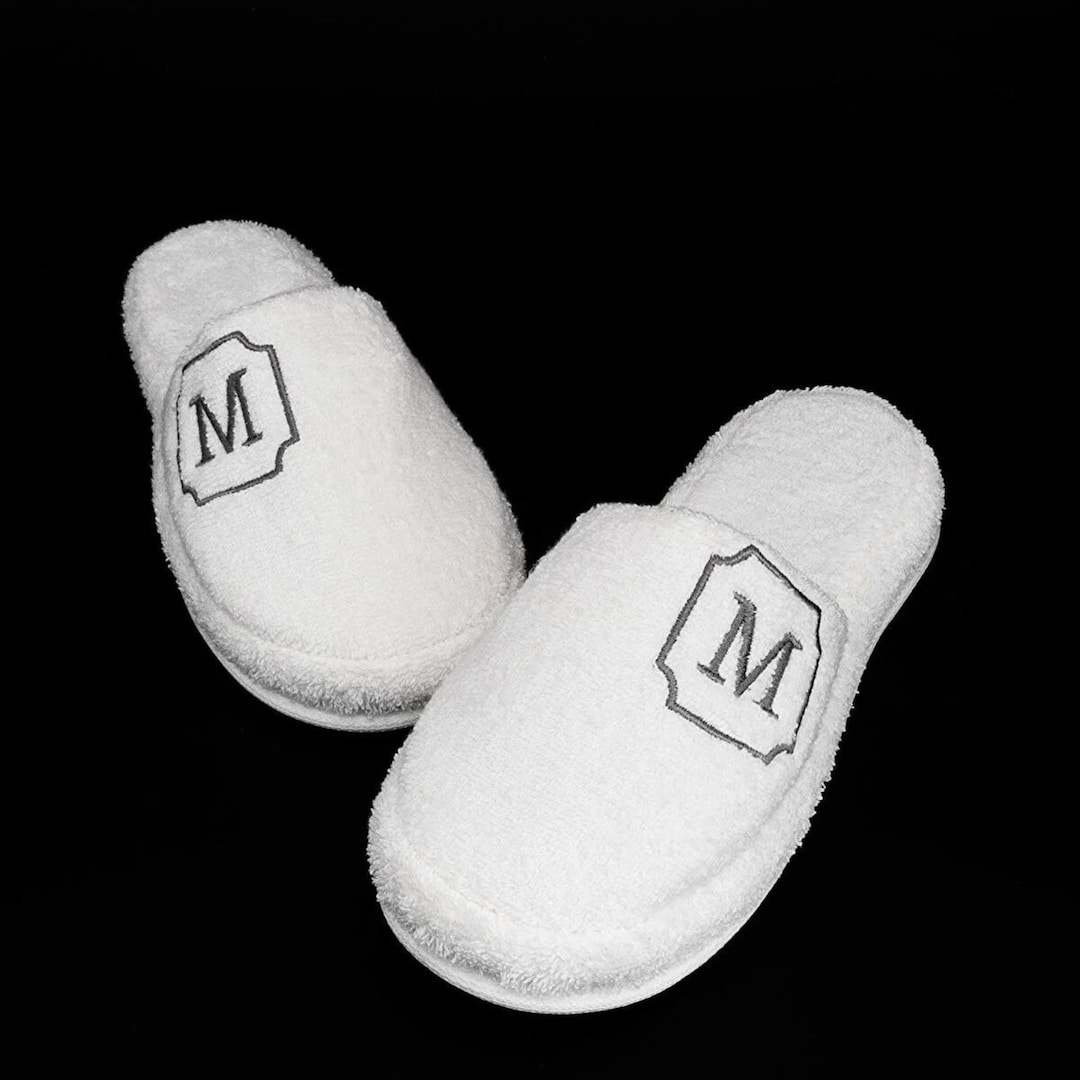 Embroidered Cotton Terry Bath Slippers Bride Slippers Unisex - Etsy