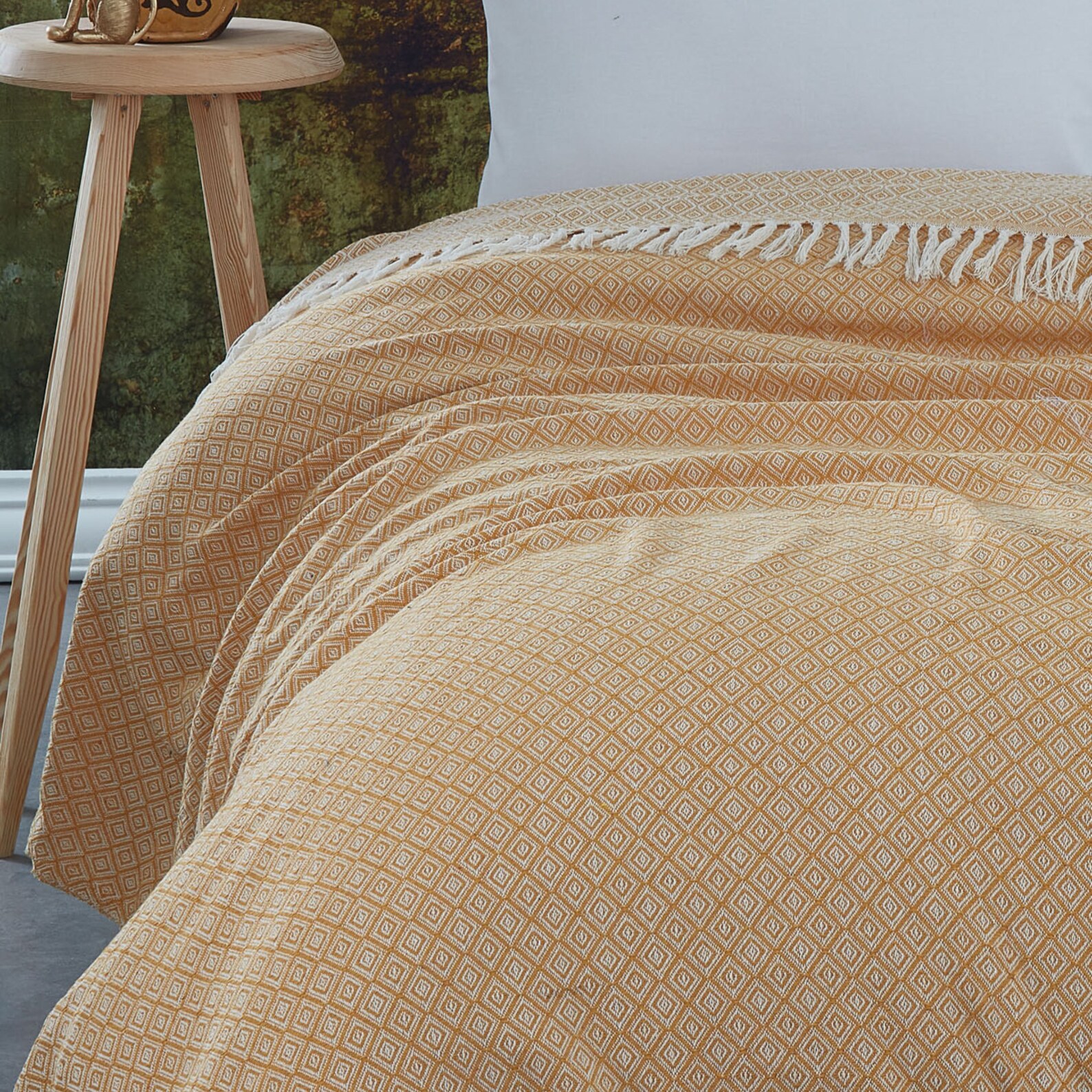 DIAMOND Natural Cotton Woven Bedspread & Quilt Woven Throw - Etsy