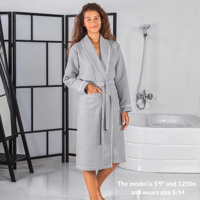 Natural Cotton Unisex Waffle Robe Turkish Cotton Long - Etsy