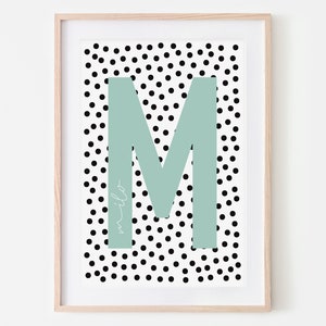 Spotty Initial Letter, Personalised Gift, Nursery Print, Initial Print ...