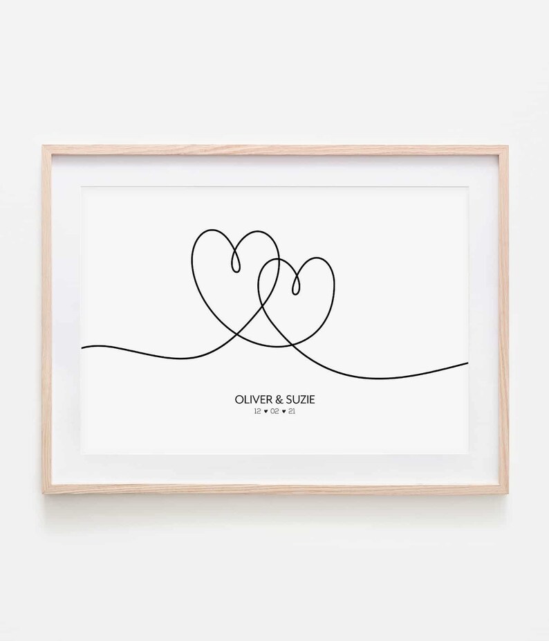Love Heart Names Personalised Print Valentine's Gift - Etsy