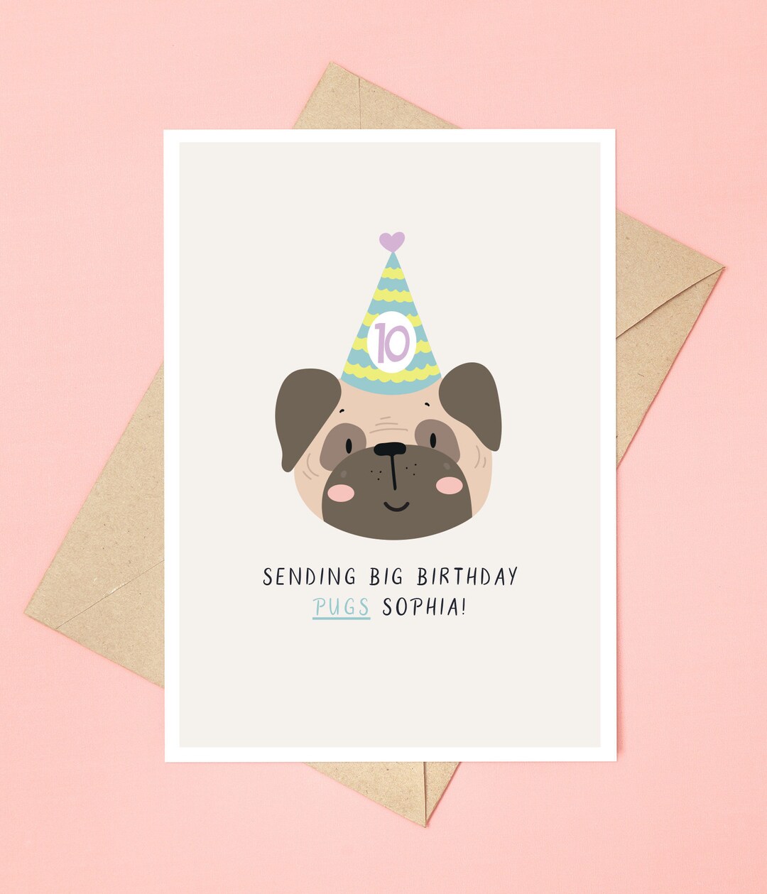 Sending Birthday Pugs Card Pug Birthday Pug Lover Pug Card Funny Cute ...