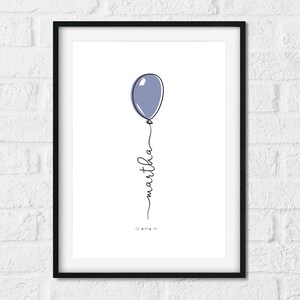 Balloon Name Personalised Custom Name Balloon Family Print Nursery ...