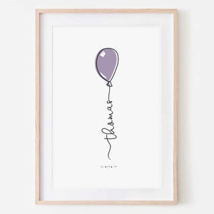 Balloon Name Personalised Custom Name Balloon Family Print Nursery ...