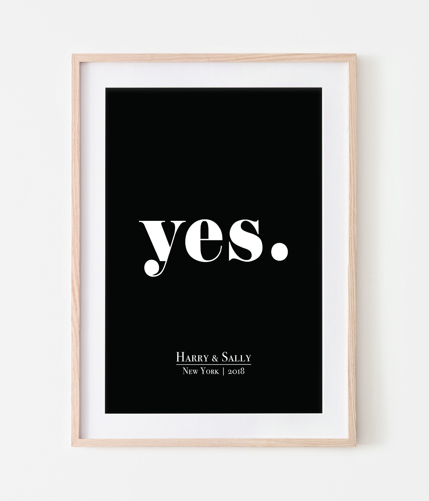 Yes Personalised Print Valentine's Gift Couples | Etsy