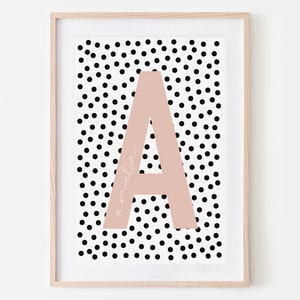 Spotty Initial Letter, Personalised Gift, Nursery Print, Initial Print ...