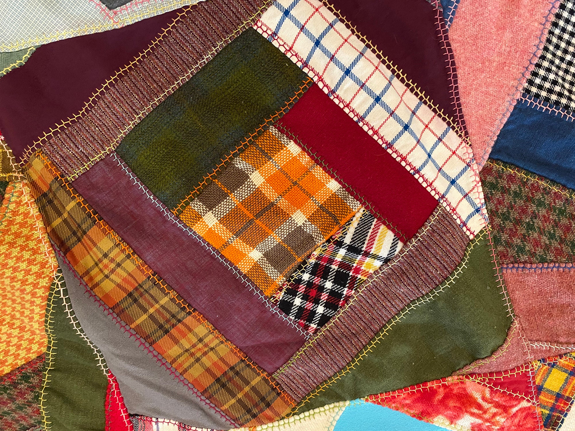 CRAZY Quilt Made in the 70s With Fabrics From the 60s Colorful - Etsy