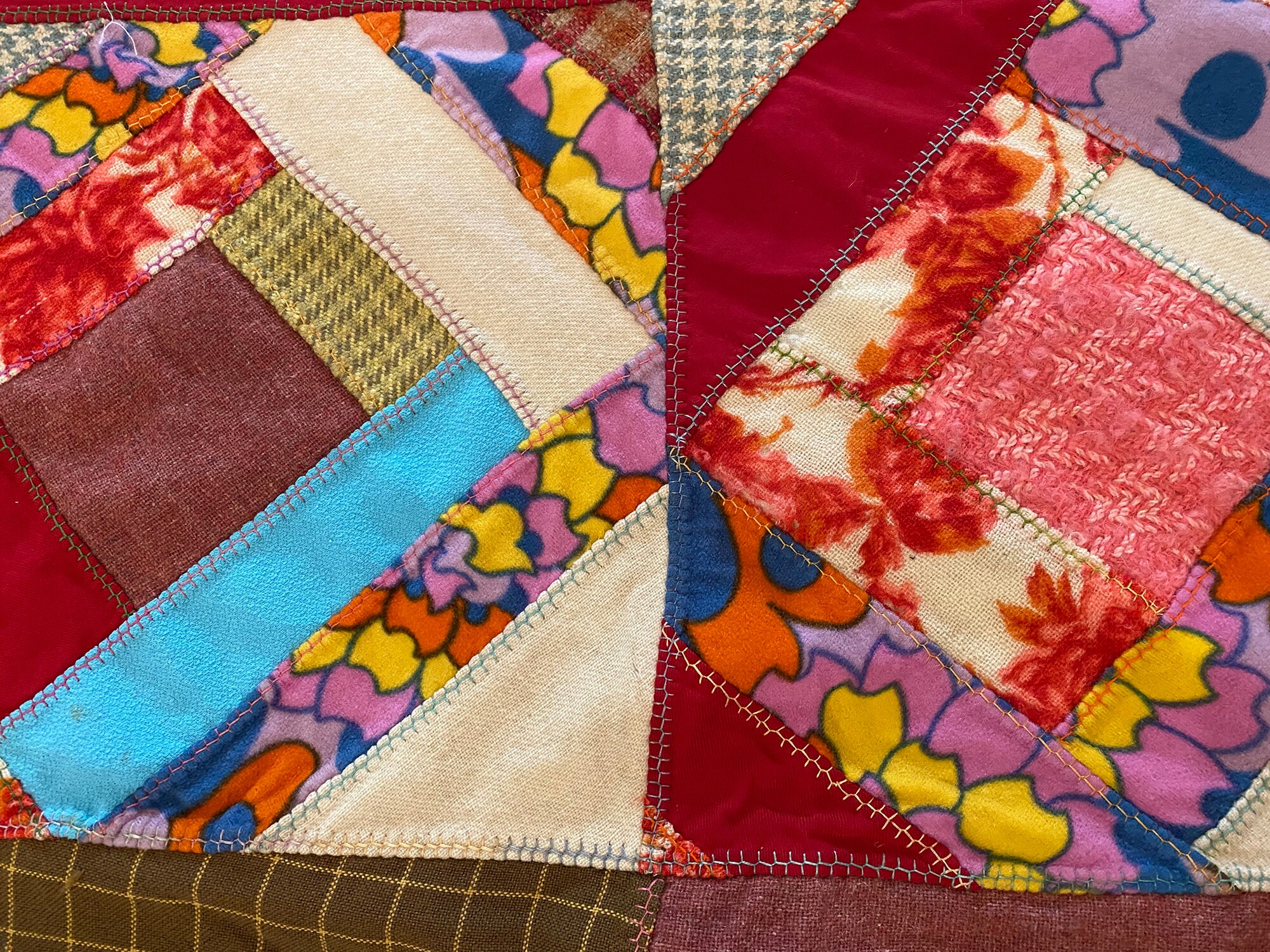 CRAZY Quilt Made in the 70s With Fabrics From the 60s Colorful - Etsy