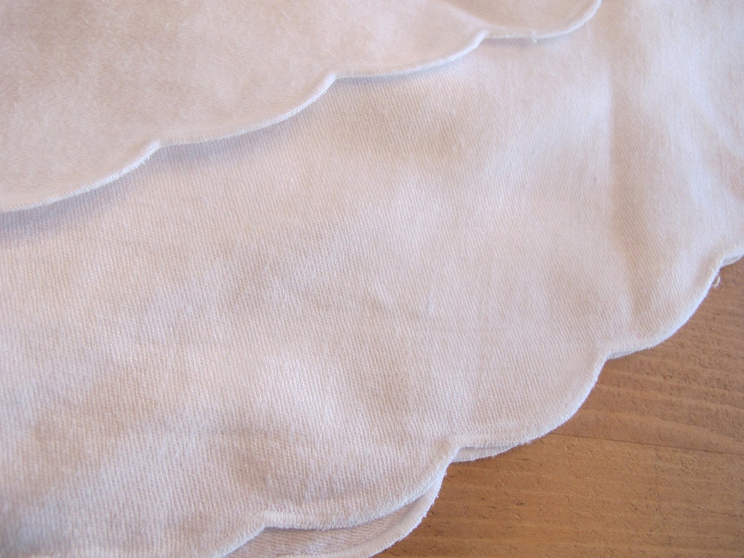 White Linen Damask Oblong Tablecloth With Scalloped Hem - Etsy