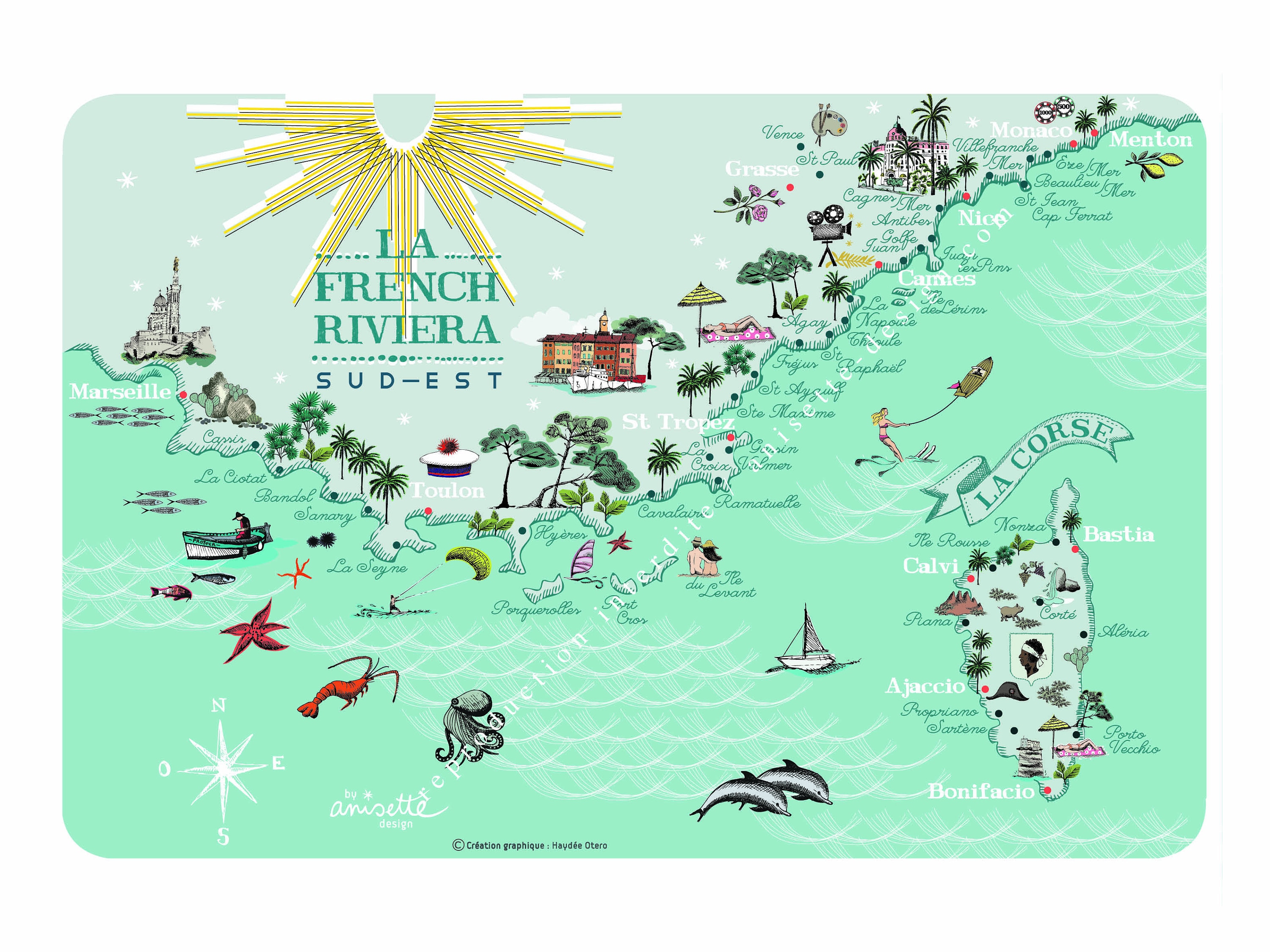 French Riviera Beaches Map