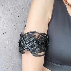 Wide Black Steampunk Leather Armband, Cosplay Leather Arm Cuff ...