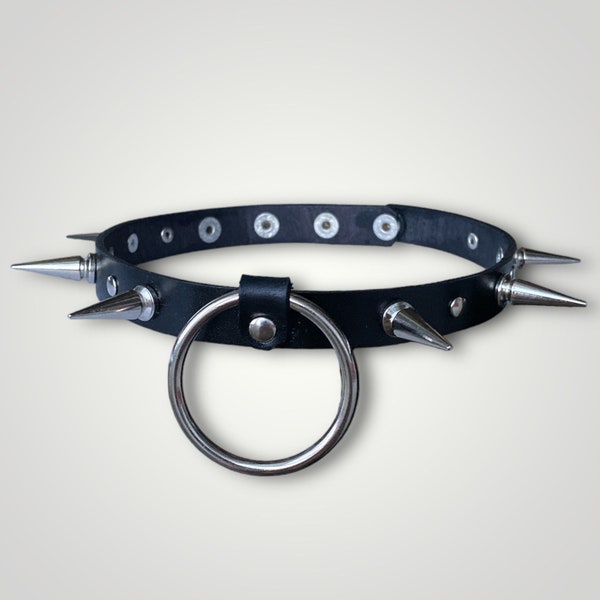 Leather Spiked Choker Collar - Etsy