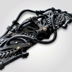 Thor Hammer Mjolnir Black Leather Armband, Cosplay Leather Arm Cuff ...