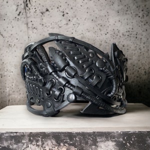 Wide Black Steampunk Leather Armband, Cosplay Leather Arm Cuff ...