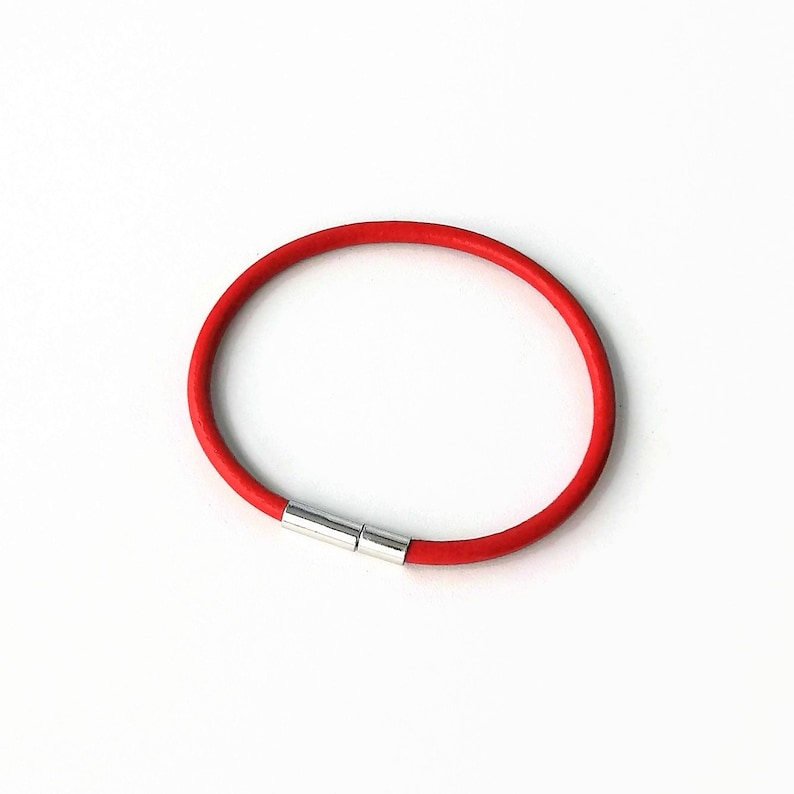 Red 3mm Leather Bracelet Unisex Leather Bracelet for Men - Etsy