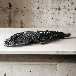 Wide Black Steampunk Leather Armband, Cosplay Leather Arm Cuff ...