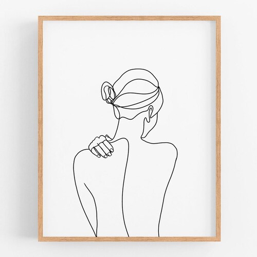 Woman Silhouette Woman Back Drawing Female Art Print One | Etsy