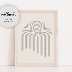 Rainbow Printable Wall Art Mid Century Modern Digital Print - Etsy