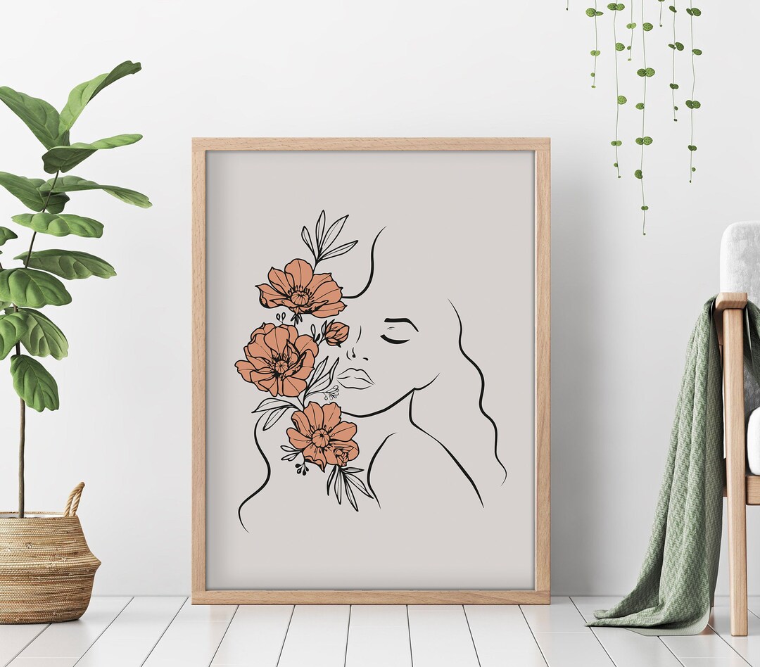 BOHO DIGITAL Print, Boho Art Prints, Woman Line Boho Wand-Dekor ...