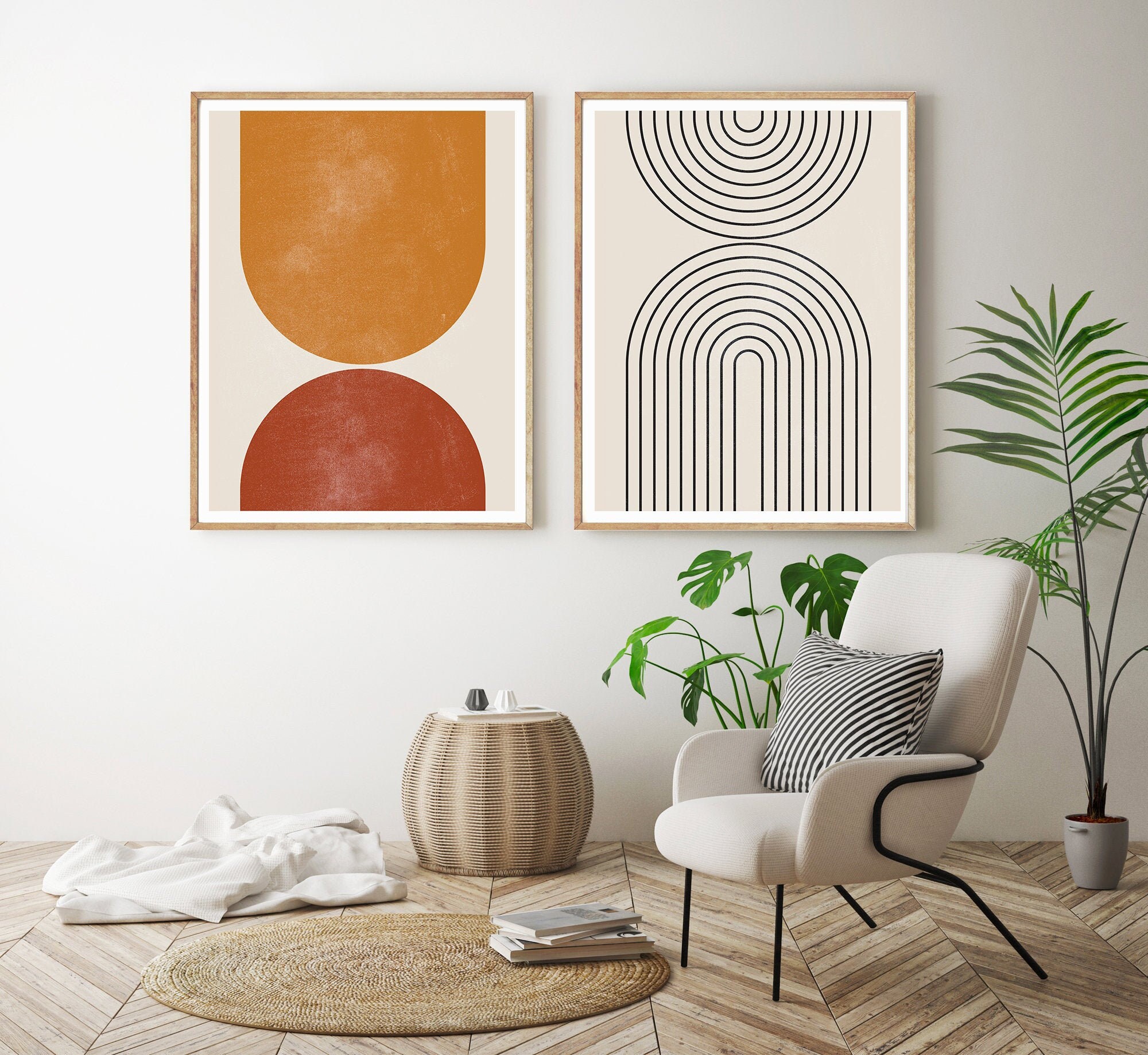 Burnt Orange Set of 2 Abstract Prints Downloadable Prints - Etsy