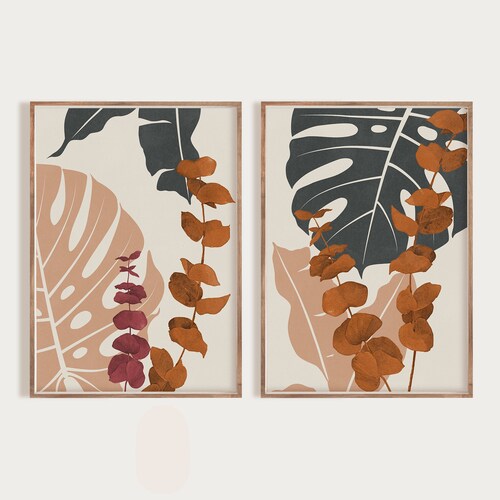 Botanical Art Set of 3 Prints Terracotta Gallery Wall Set - Etsy