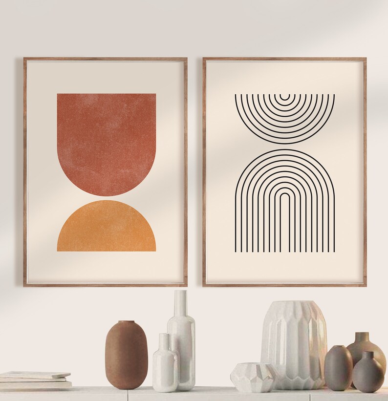 Rainbow Sun Boho Poster Set of 2 Print Minimalist Abstract - Etsy