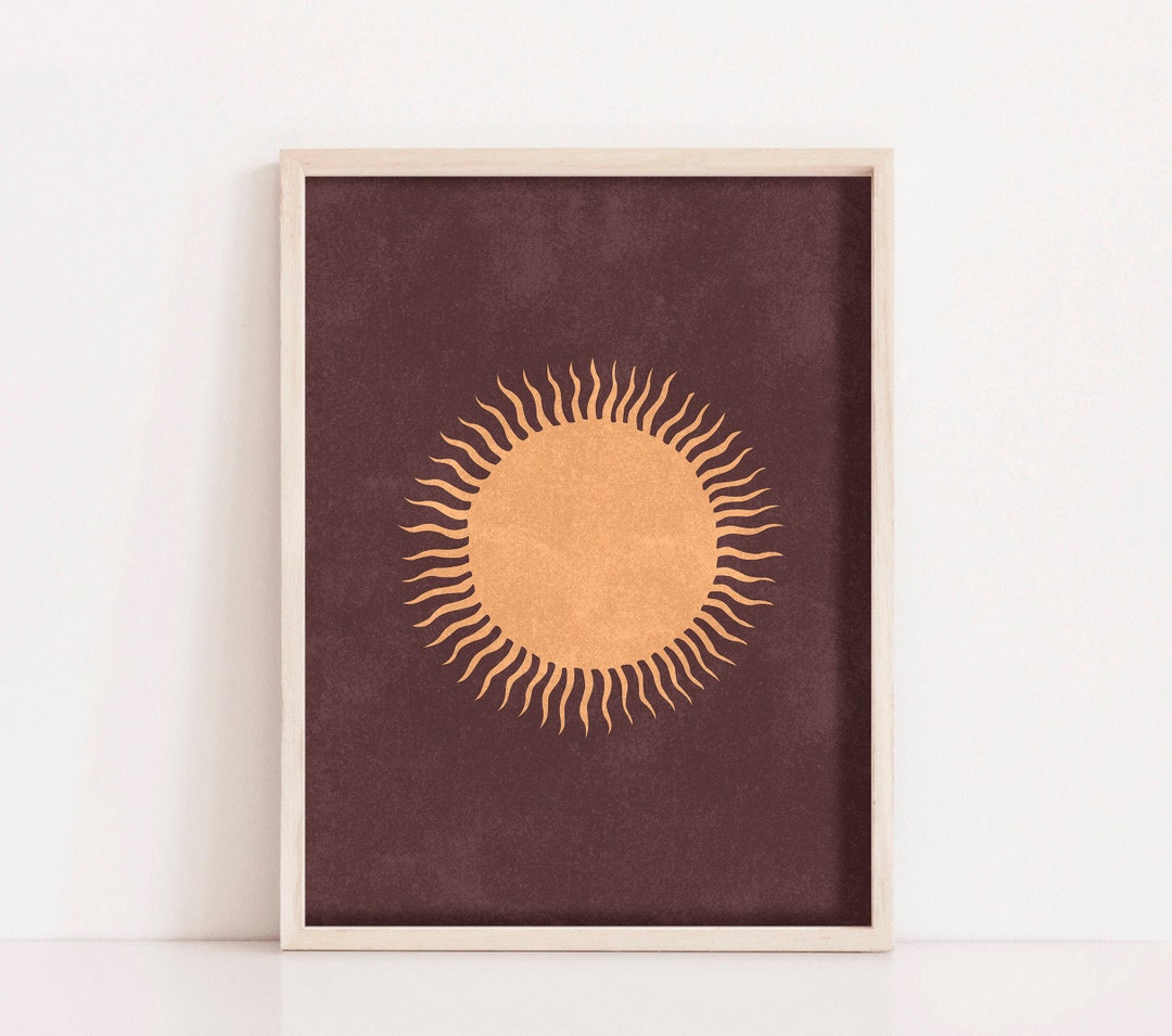 Sun Illustration Mid Century Modern Sun Print Style Printable Art in ...
