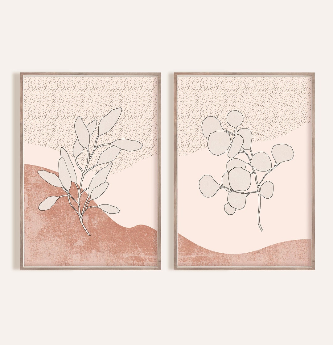 Boho Wall Art, Set of 2 Terracotta Prints, Boho Modern Wall Art, Set ...
