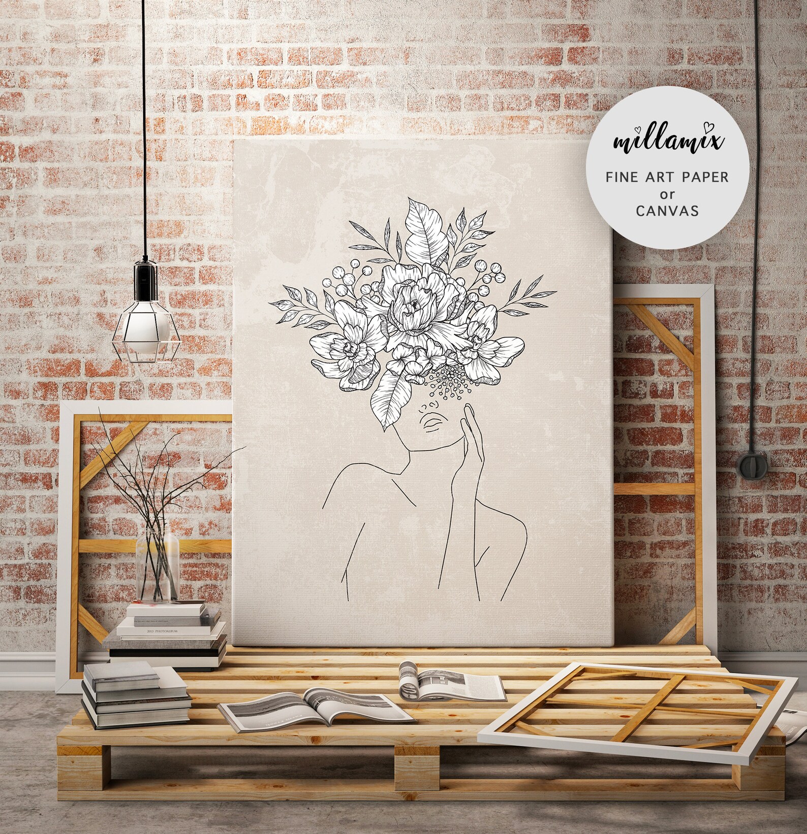 Abstract Woman Print Line Art Female Face Print Earth Tones - Etsy