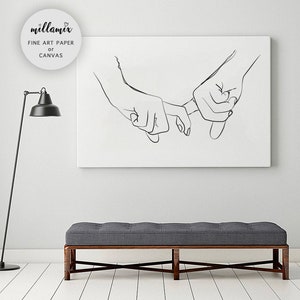 Holding Hands Line Art Minimalist Poster, Nordic, Abstract Poster ...
