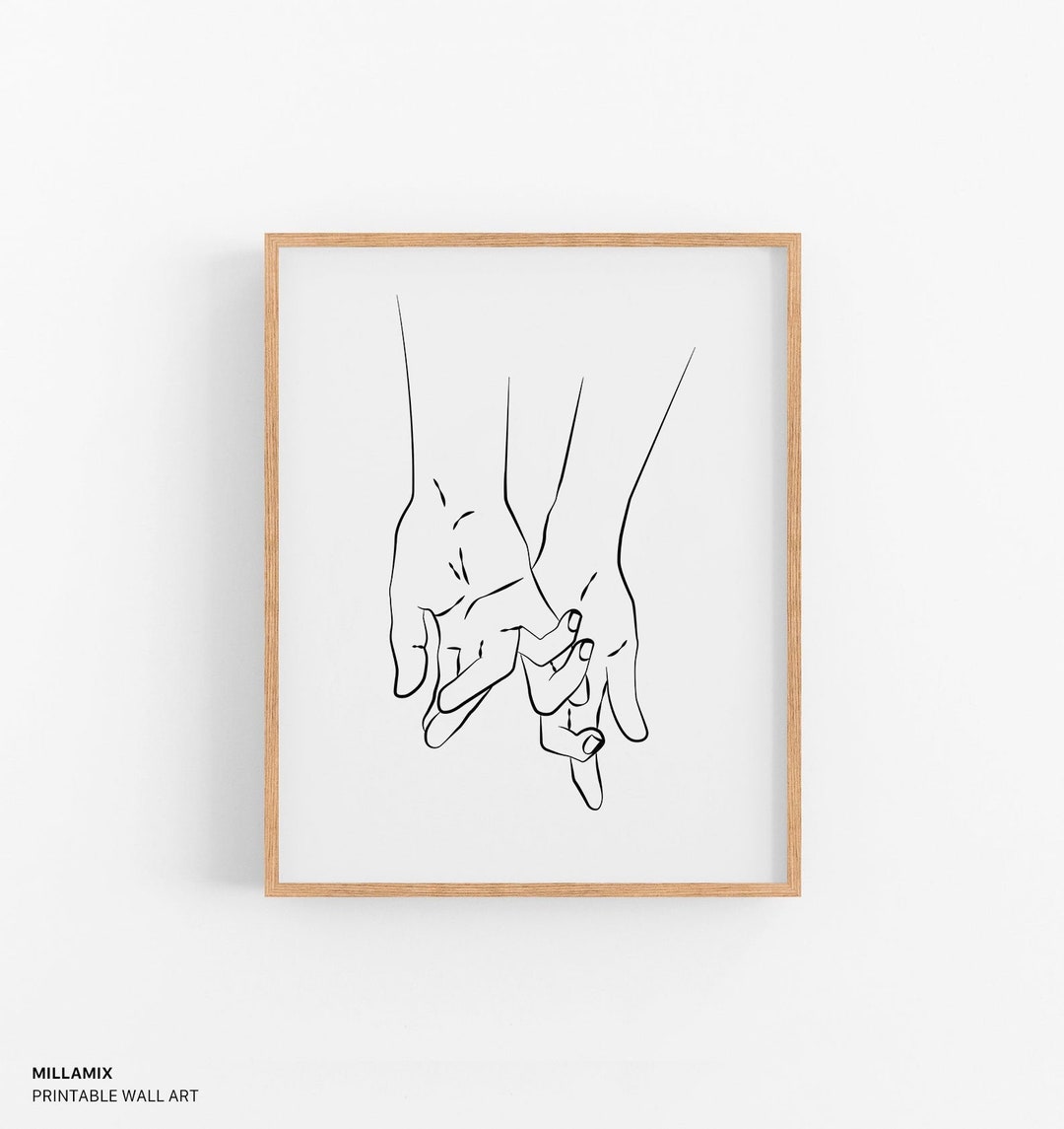 Abstract Couple Line Art, Digital Romantic Poster, Anniversary Gift ...