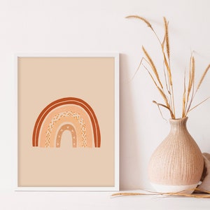 Minimalist Rainbow Wall Art | Warm Rainbow Art Print | Printable Rust ...