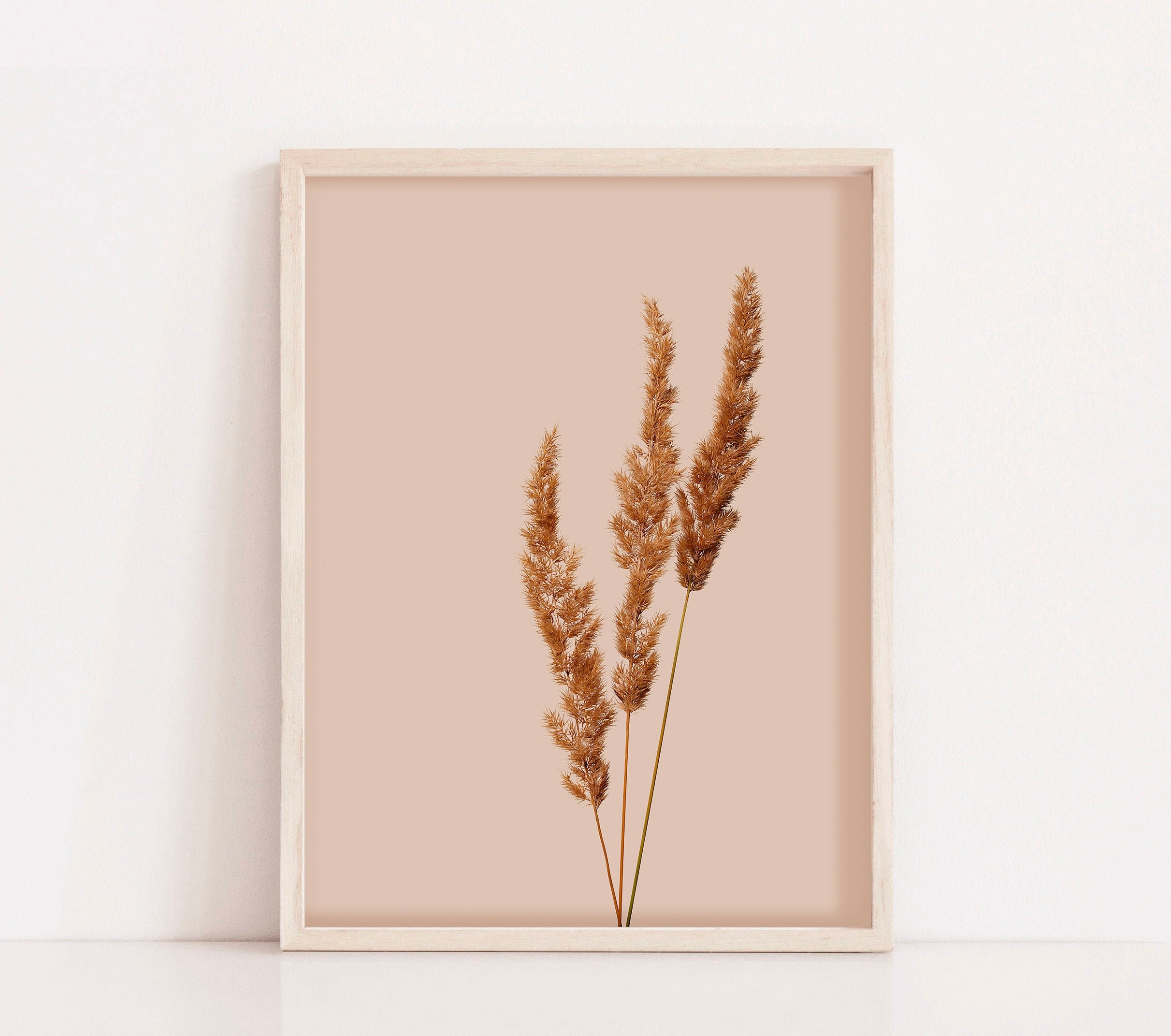 Minimal Terracotta Modern Wall Art Bush Grass Panicles Print | Etsy