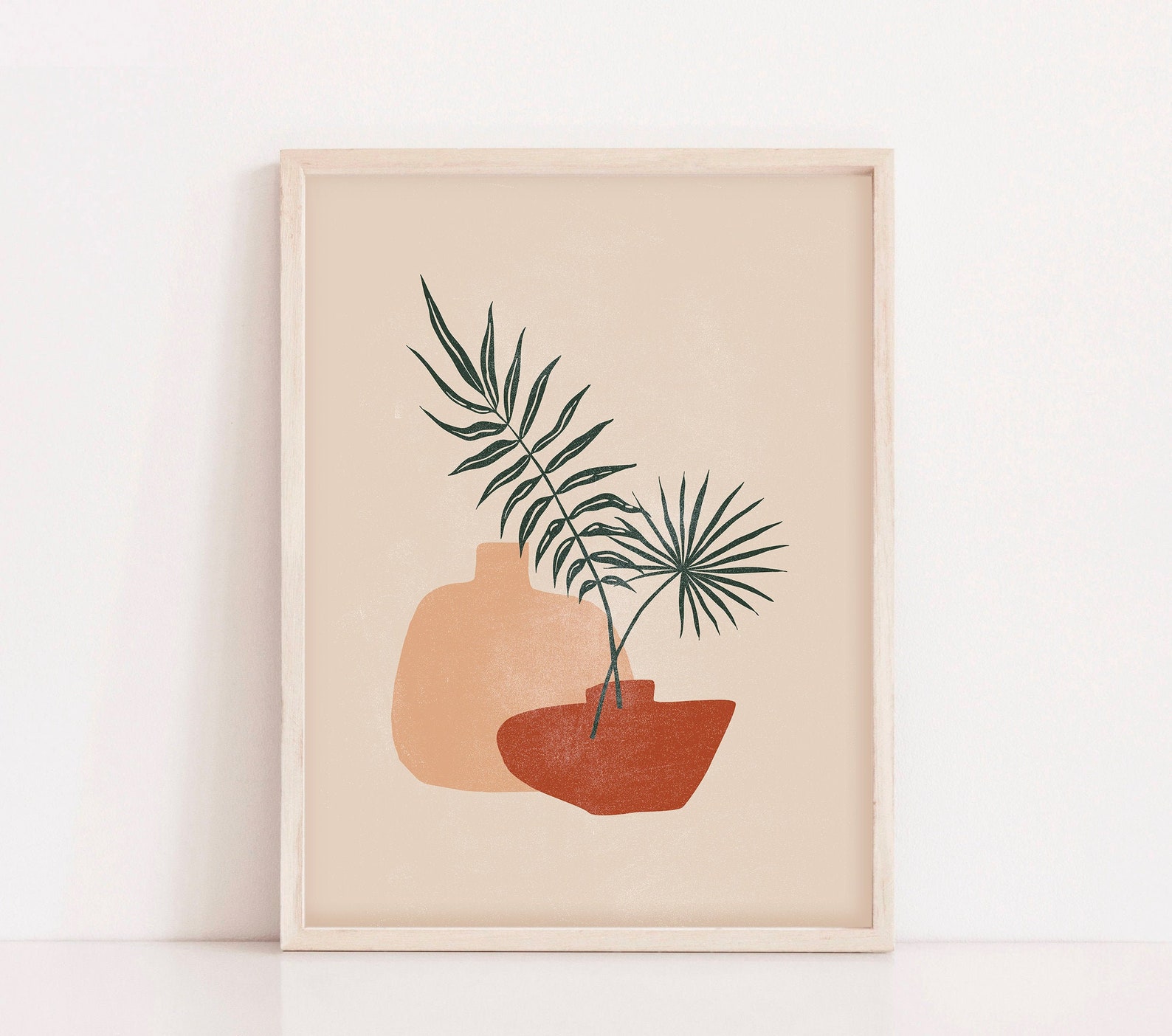 Abstract Pottery Wall Print Minimalist Plant Art Tropical | Etsy