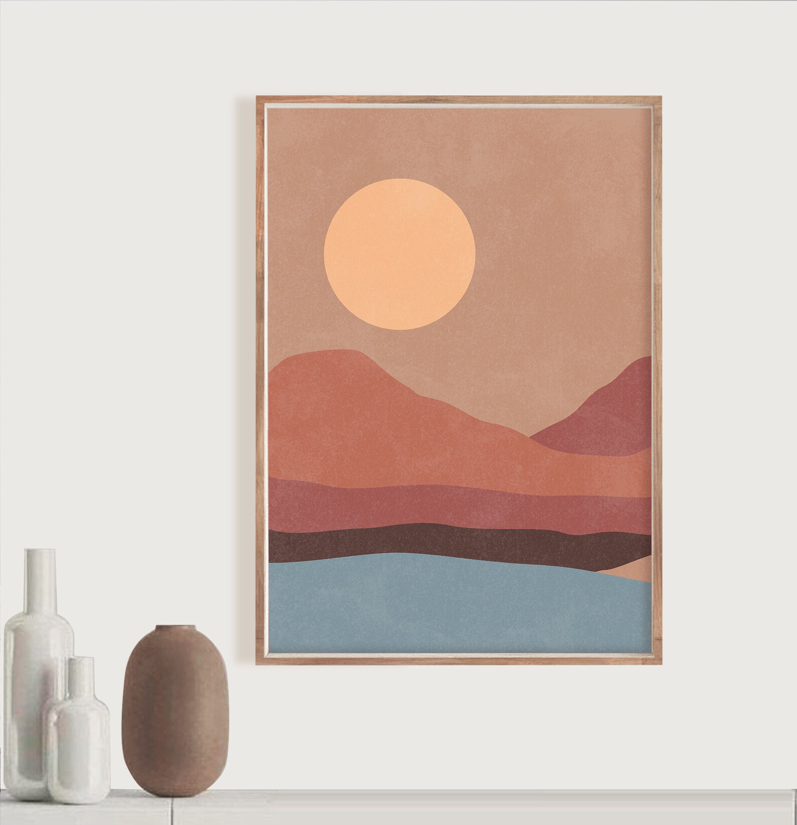 Mid Century Modern Geometric Sun Print Set of 2 Prints | Etsy