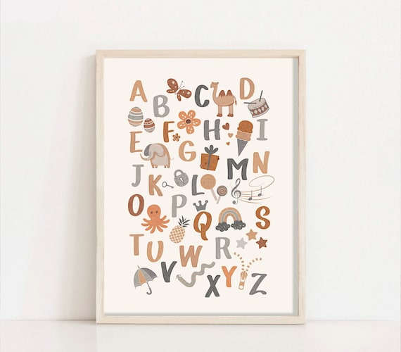 ABC Poster Alphabet Poster Printable Wall Art Alphabet Print - Etsy
