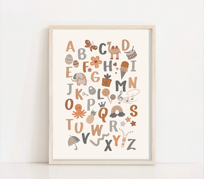 ABC Poster Alphabet Poster Printable Wall Art Alphabet Print - Etsy