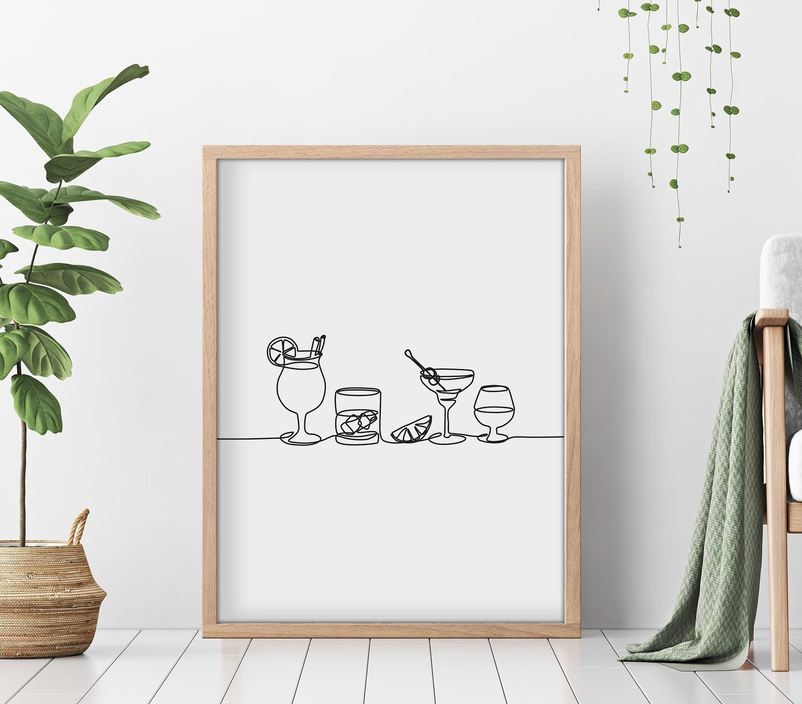 Wine Gallery Wall Art Fine Line Bar Drinks Print Kitchen - Etsy