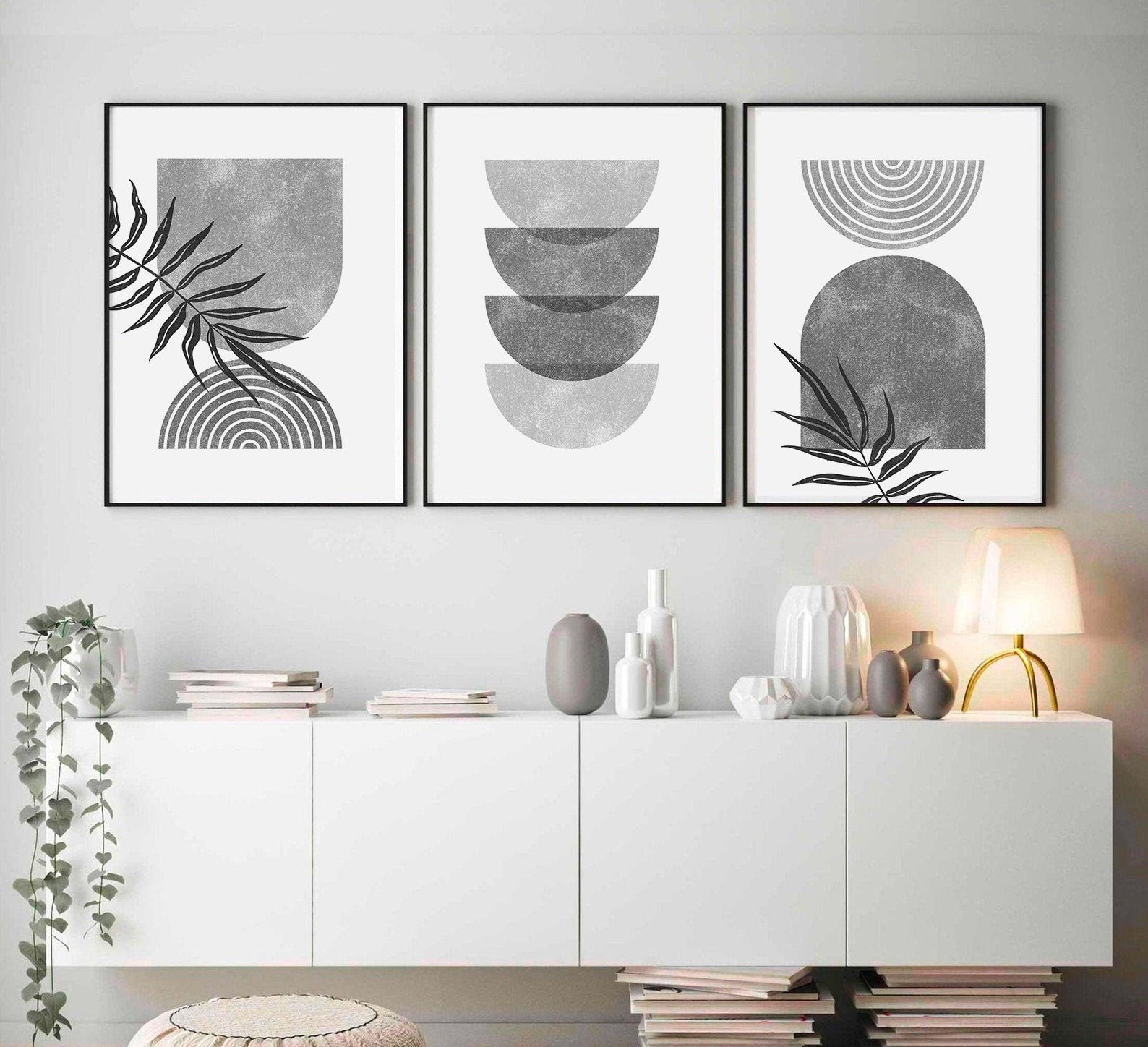 Wall Décor Home Décor Minimal Print,Black and White. Abstract Shape Art ...