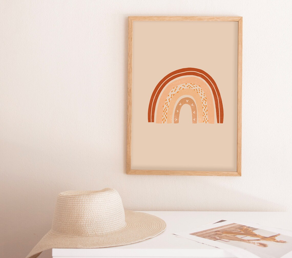 Minimalist Rainbow Wall Art Warm Rainbow Art Print - Etsy
