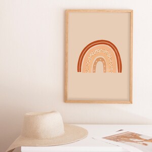 Minimalist Rainbow Wall Art | Warm Rainbow Art Print | Printable Rust ...
