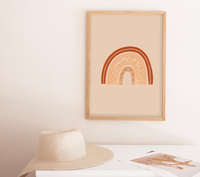Minimalist Rainbow Wall Art Warm Rainbow Art Print - Etsy