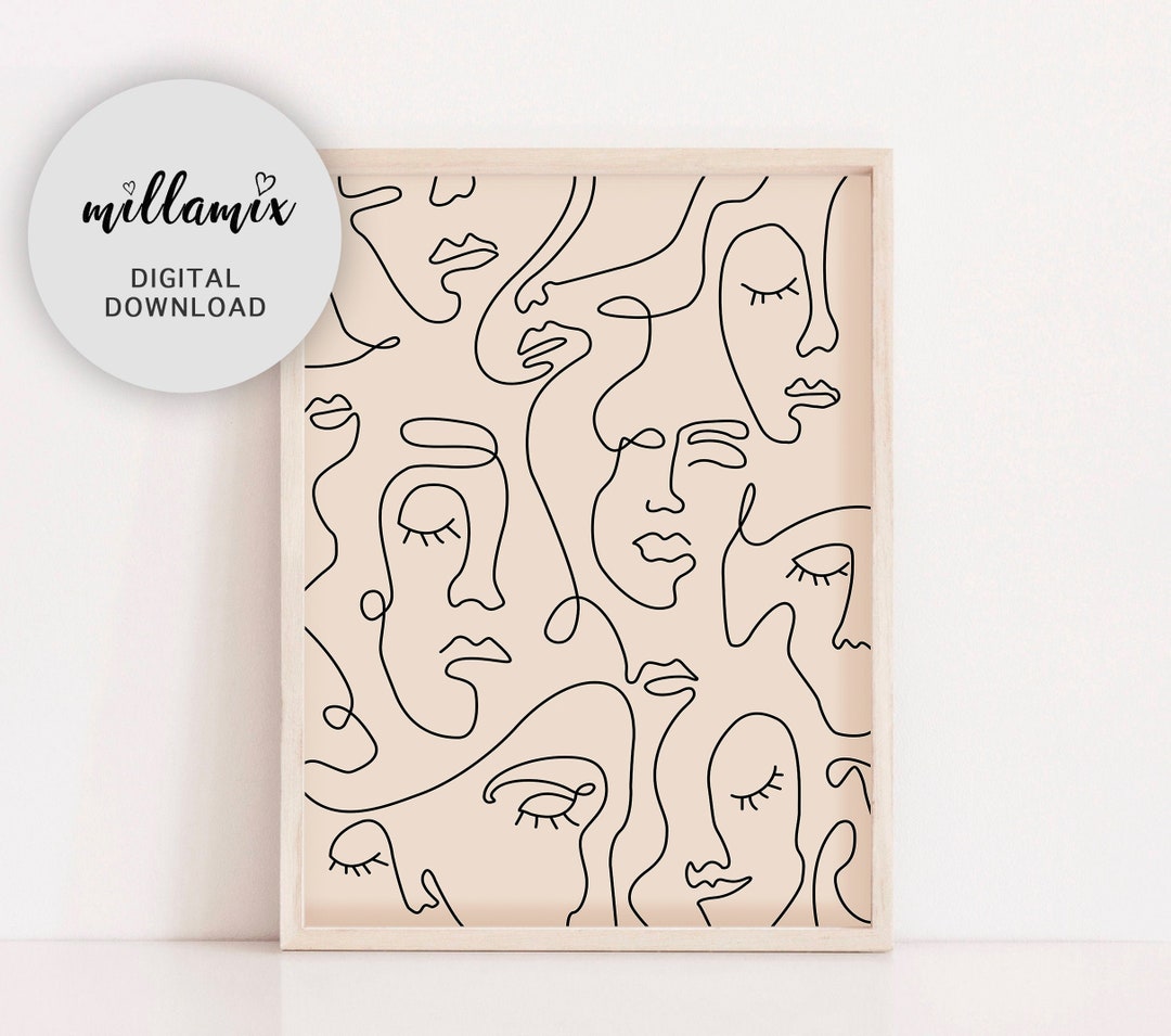 Single Line Face Art Print, Simple Line Art Female Face, Minimalist ...
